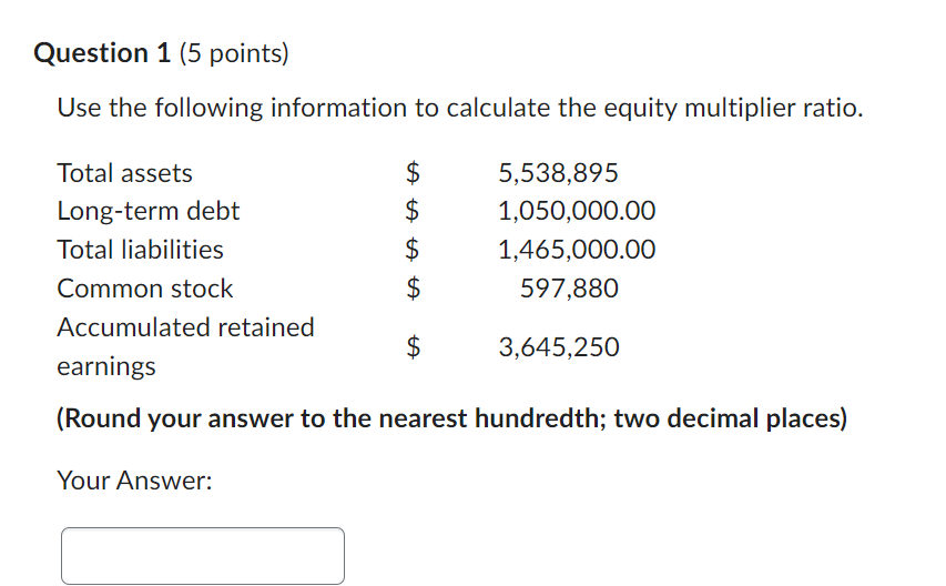 Solved Use the following information to calculate the equity | Chegg.com