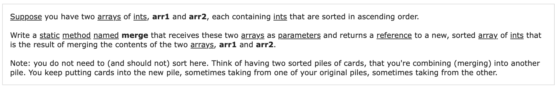 Solved Suppose you have two arrays of ints, arr1 ﻿and arr2, | Chegg.com