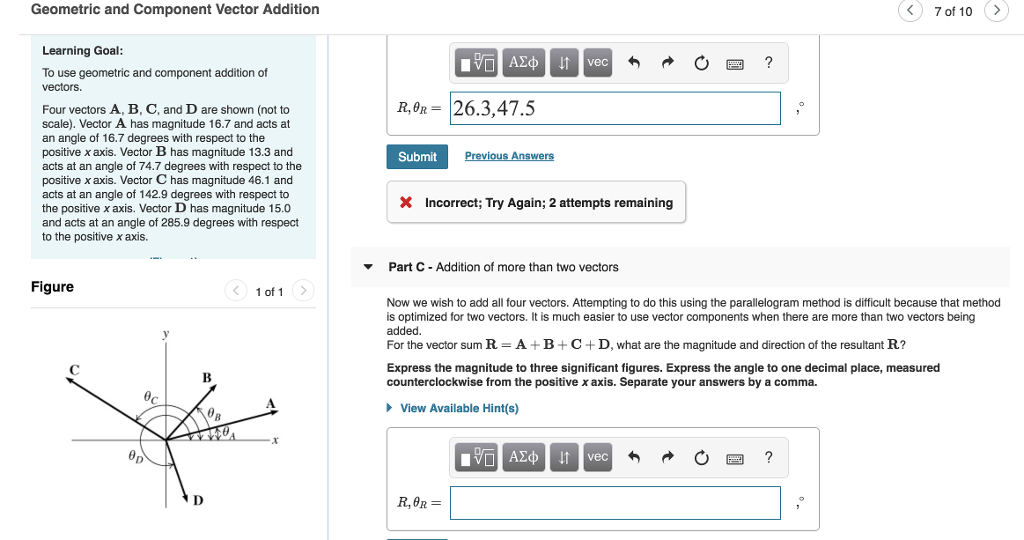 Solved Geometric and Component Vector Addition 7 of 10 | Chegg.com