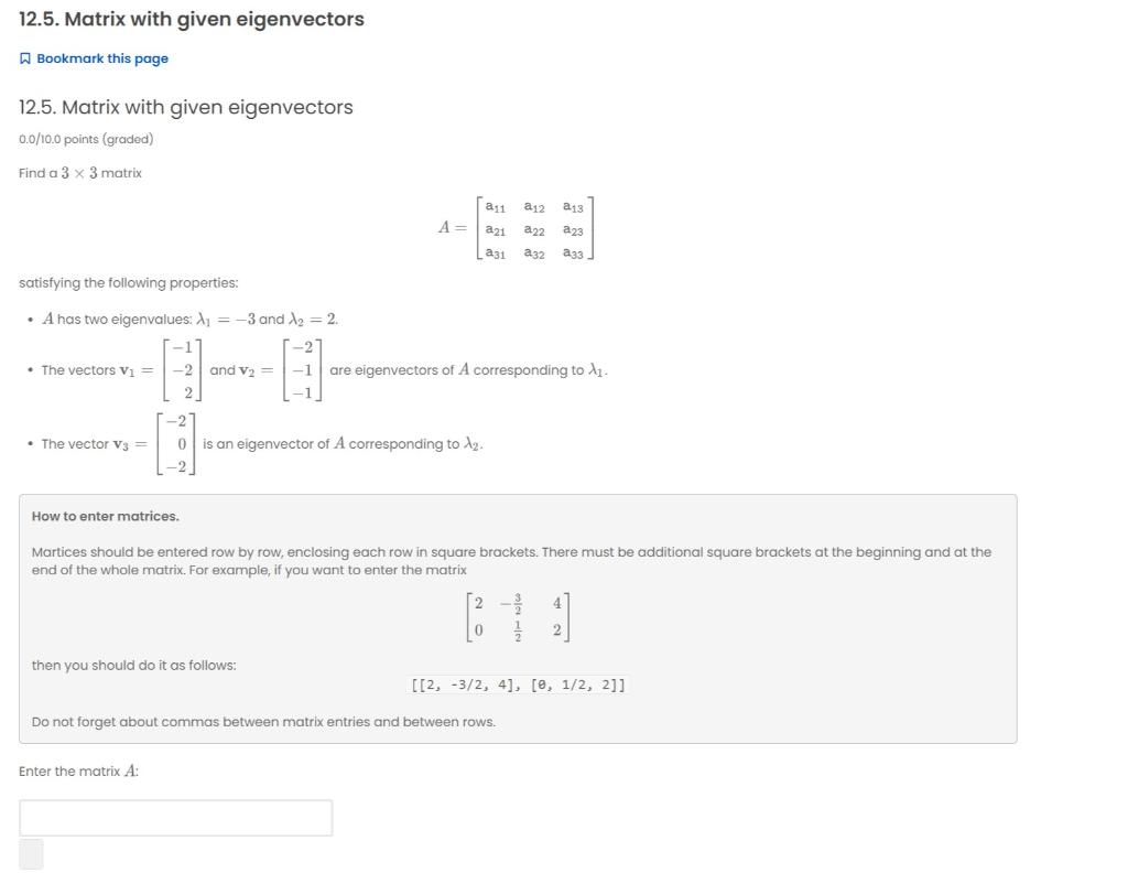 Solved 12.5. Matrix with given eigenvectors Bookmark this | Chegg.com