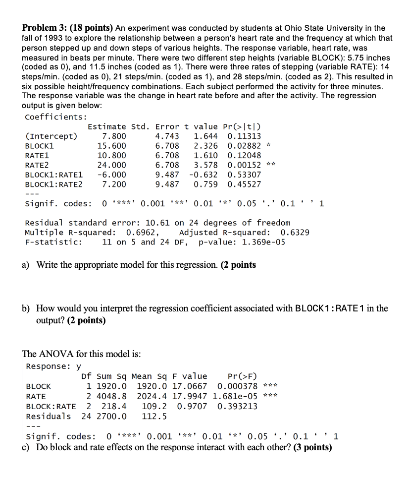Solved Problem 3: (18 ﻿points) ﻿An experiment was conducted | Chegg.com