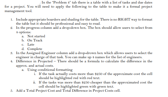 In the "Problem 4" tab there is a table with a list | Chegg.com