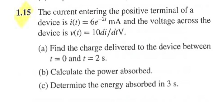 Solved The current entering the positive terminal of a | Chegg.com