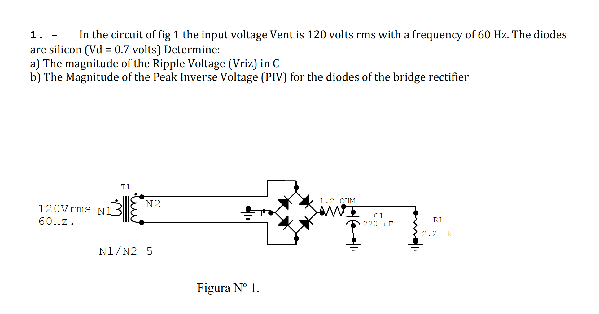[Solved]: 1. In the circuit of fig 1 the input voltage Ven