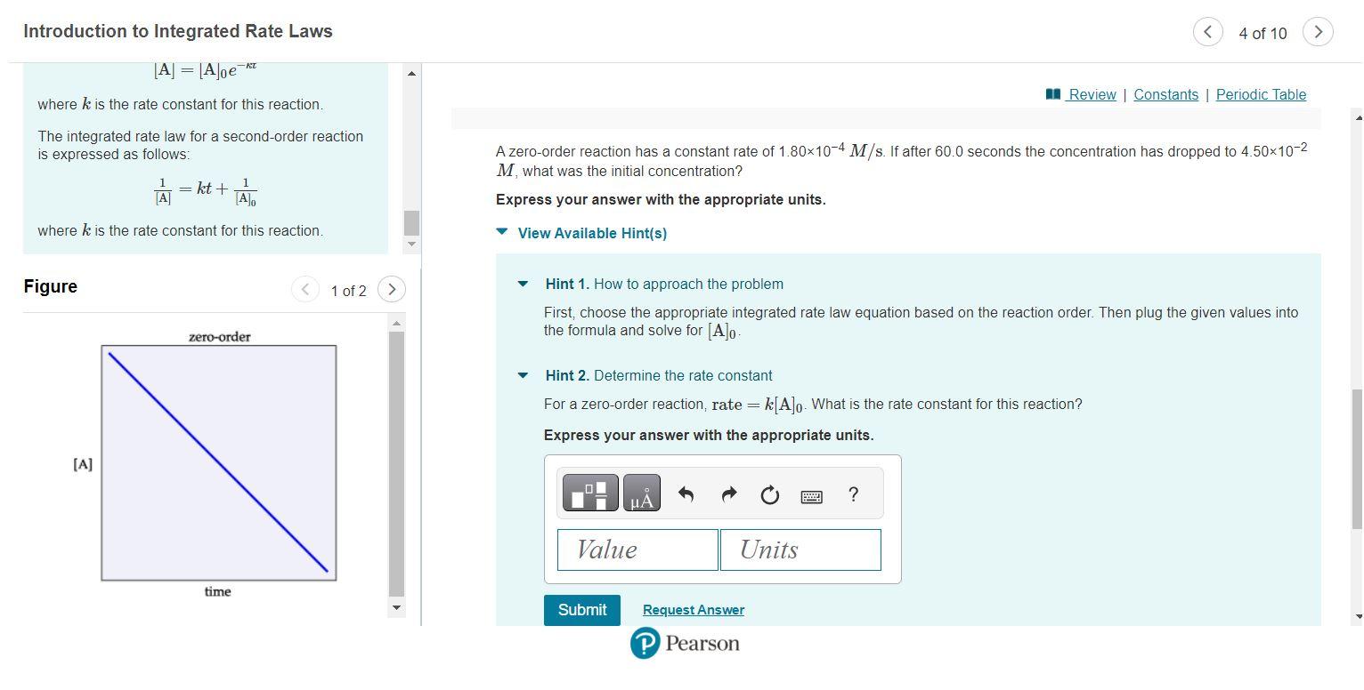 Solved Introduction to Integrated Rate Laws [A]=[A]0e−κτ | Chegg.com