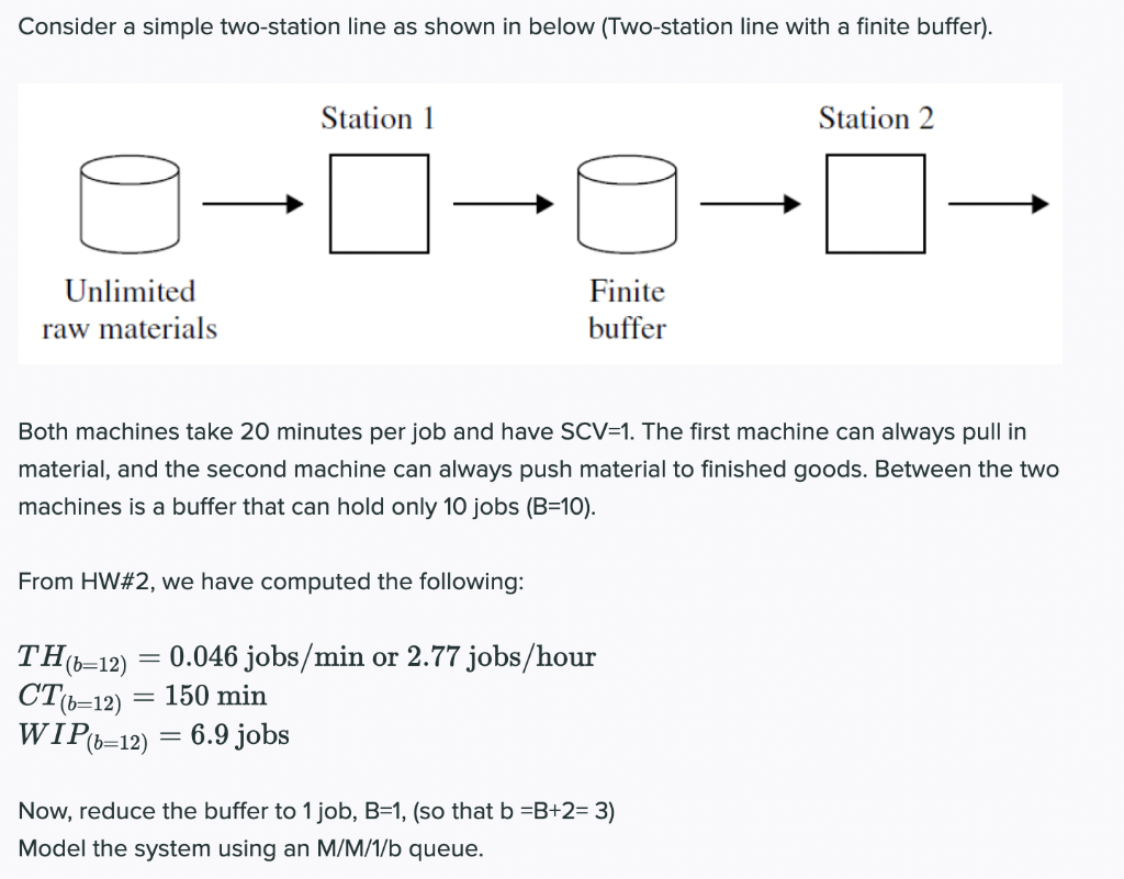 Solved Consider a simple two-station line as shown in below | Chegg.com