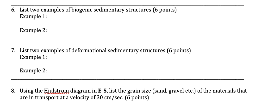 Solved 6. List two examples of biogenic sedimentary | Chegg.com