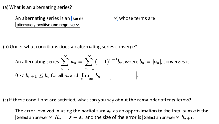 Solved (a) What is an alternating series? An alternating | Chegg.com