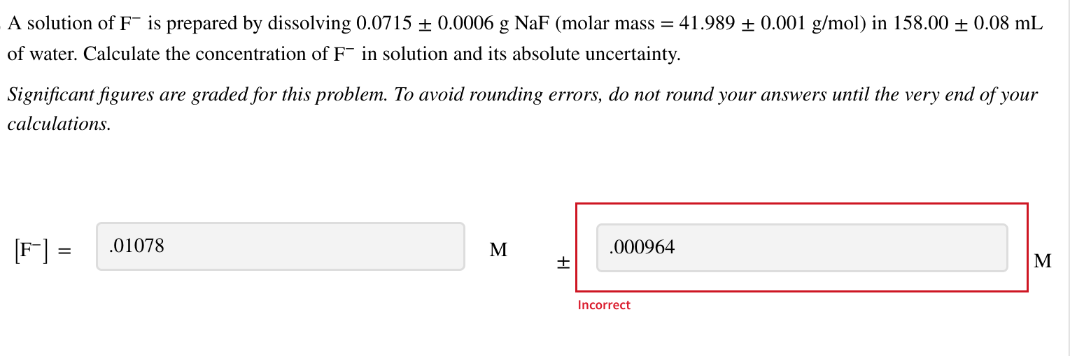 Solved A solution of F−is prepared by dissolving | Chegg.com
