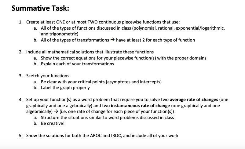 Solved Summative Task: 1. Create at least ONE or at most TWO | Chegg.com