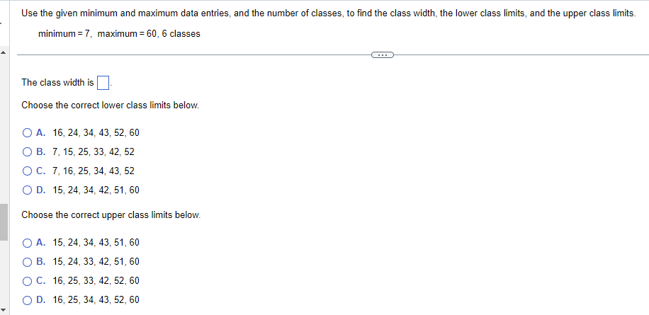 Solved Use the given minimum and maximum data entries, and | Chegg.com