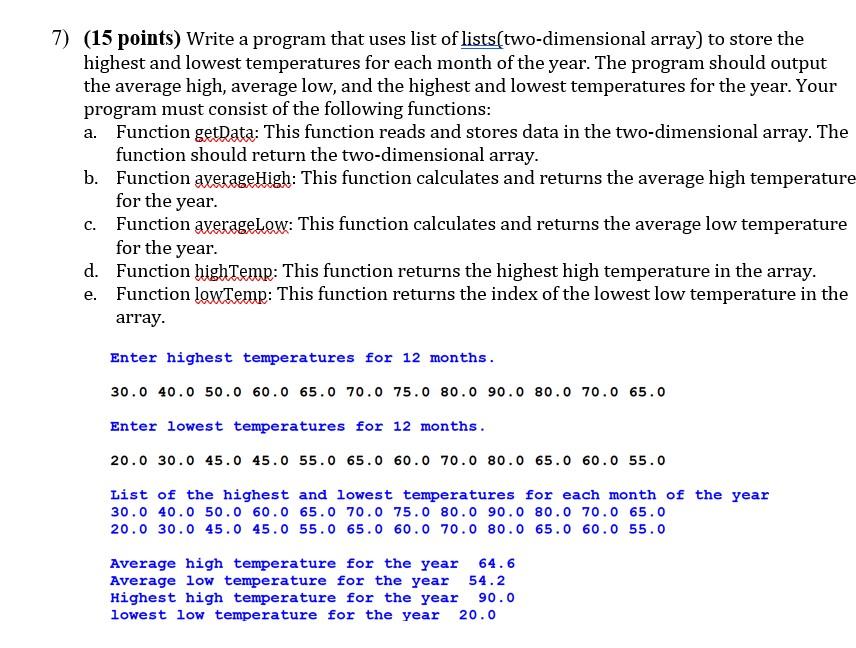 Solved 7 15 Points Write A Program That Uses List Of 8761