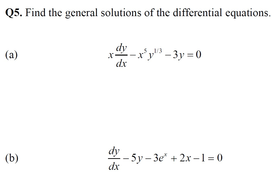 Solved Q5. Find the general solutions of the differential | Chegg.com
