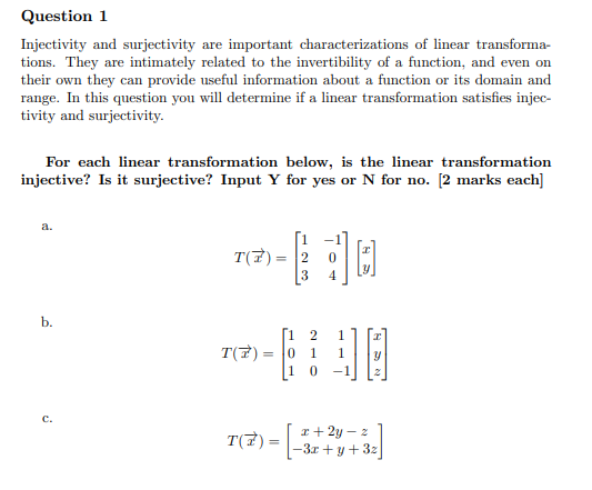 Solved Question 1 Injectivity and surjectivity are important | Chegg.com