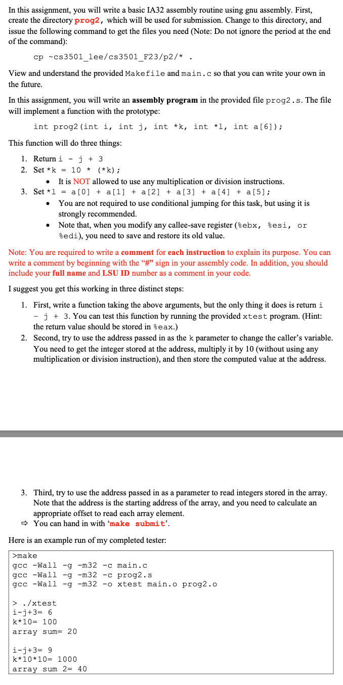 In This Assignment You Will Write A Basic Ia32
