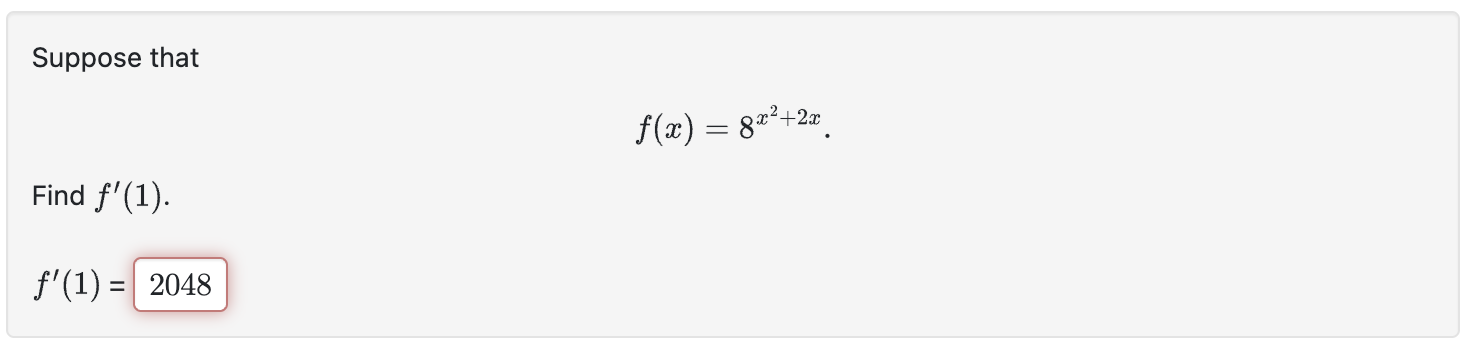 Solved Suppose that f(x)=8x2+2x Find f′(1) f′(1)= | Chegg.com