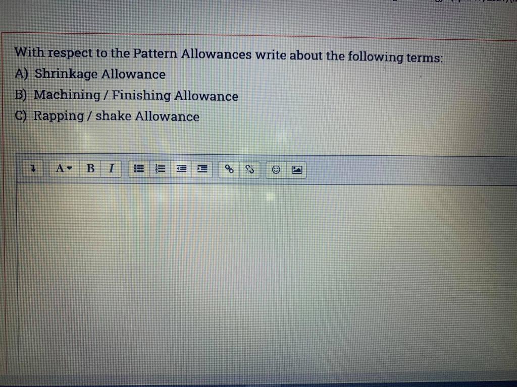Solved With respect to the Pattern Allowances write about | Chegg.com
