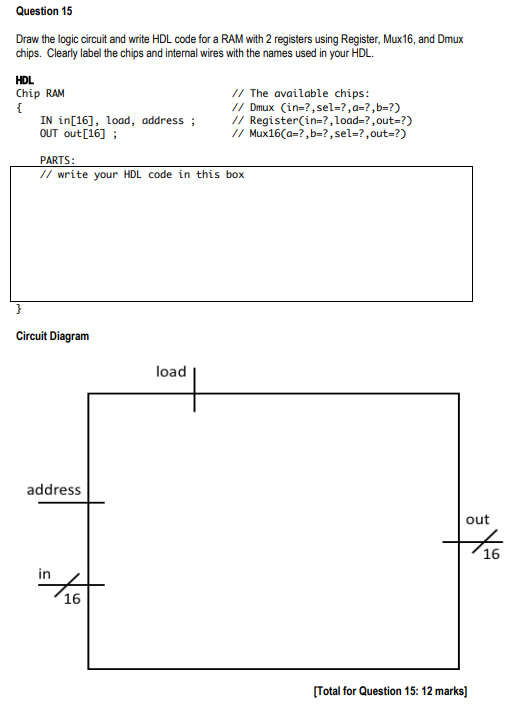 Solved Question 15 Draw the logic circuit and write HDL code | Chegg.com