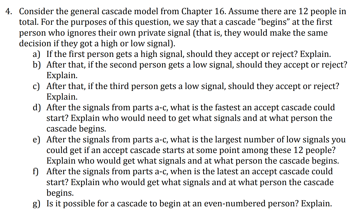Solved Consider the general cascade model from Chapter 16. | Chegg.com