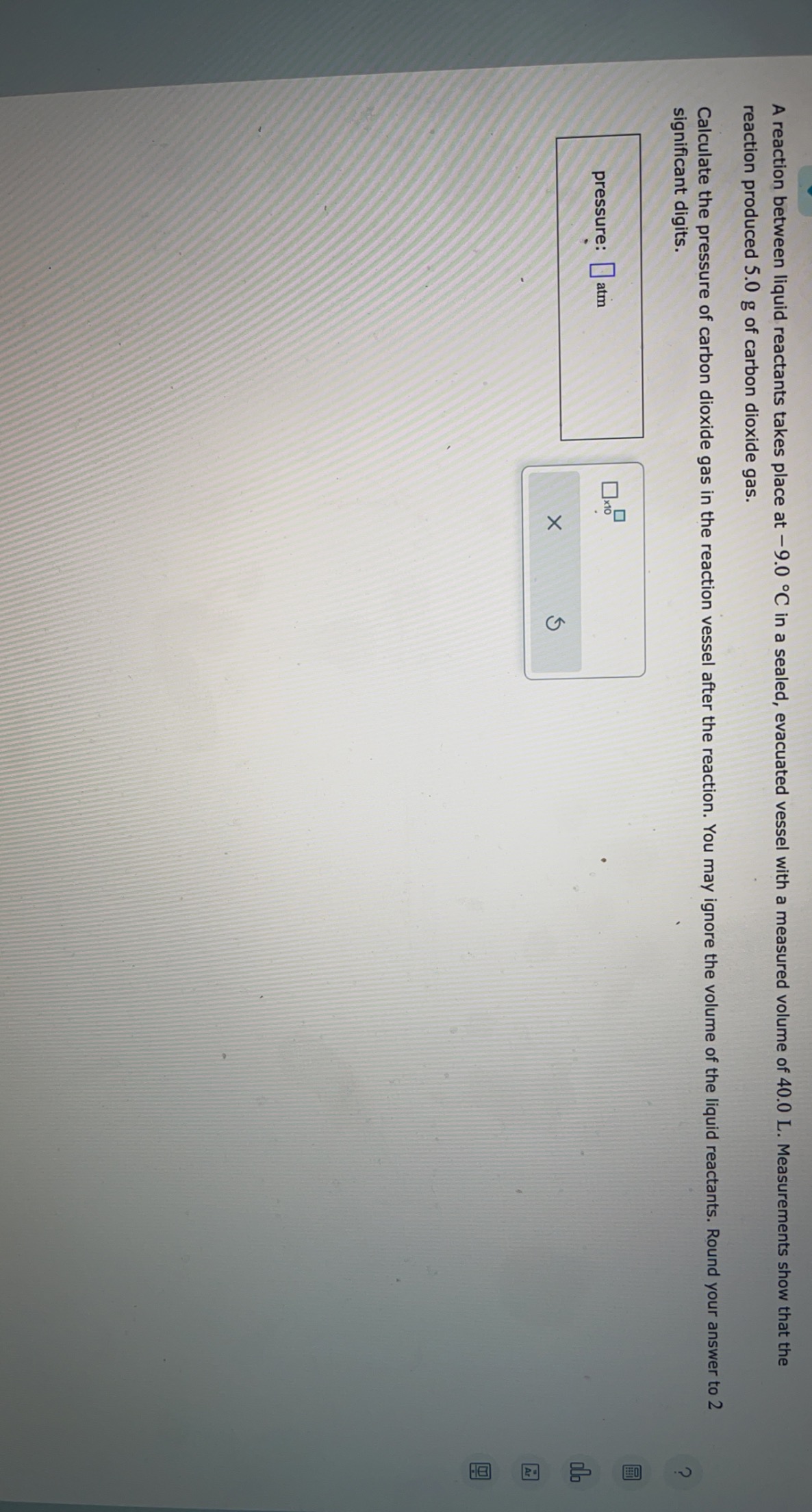 Solved A reaction between liquid reactants takes place at | Chegg.com