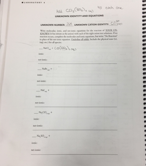 Solved LABORATORY CCNoo e one UNKNOWN IDENTITY AND EQUATIONS | Chegg.com