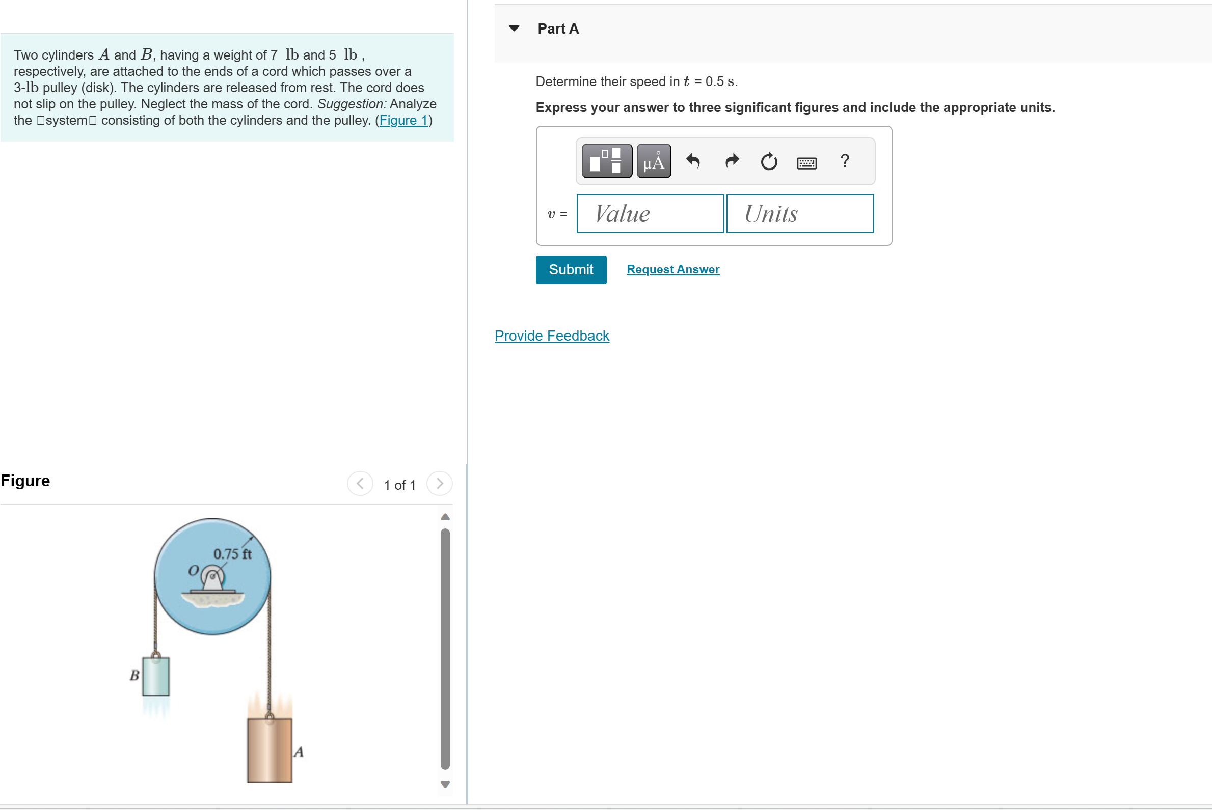 Solved Two cylinders A and B, having a weight of 7lb and | Chegg.com