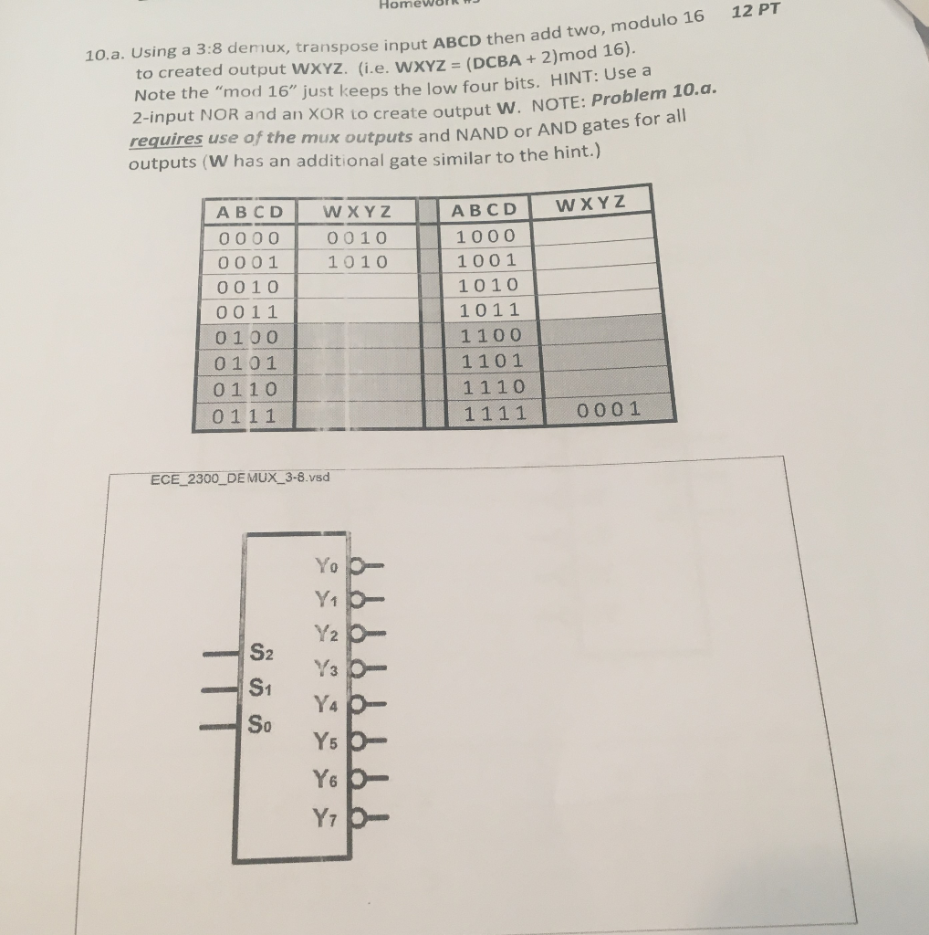 Solved Homeword a 3:8 demux, transpose input ABCD then add | Chegg.com