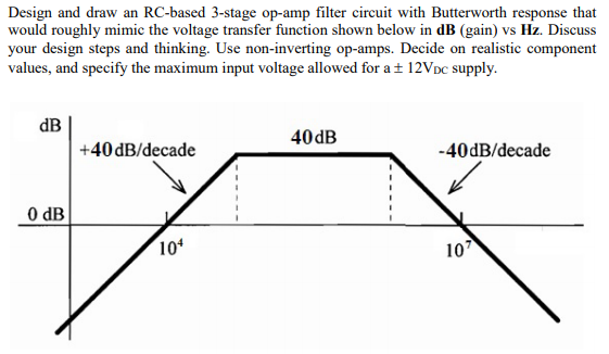 Solved Design and draw an RC-based 3-stage op-amp filter | Chegg.com