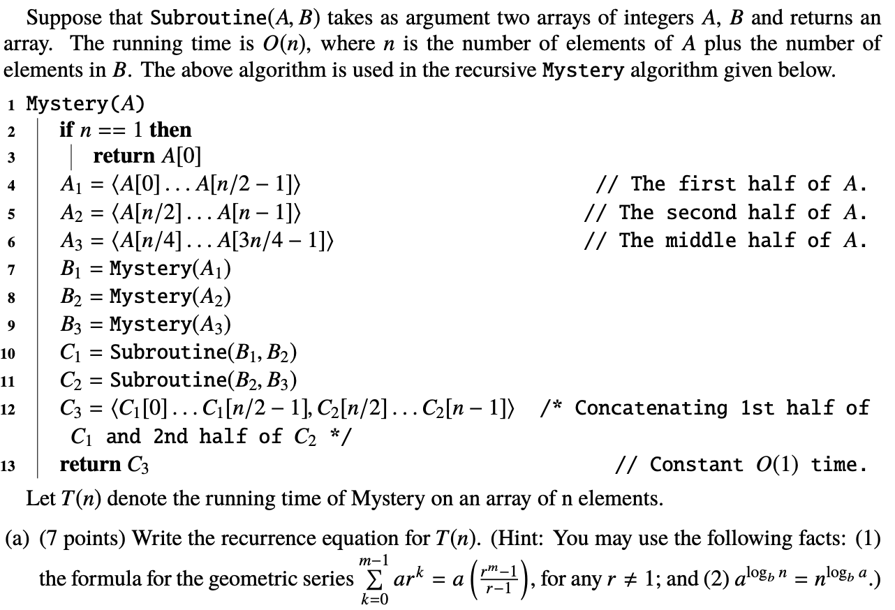 Solved Suppose That Subroutinea B Takes As Argument Two 