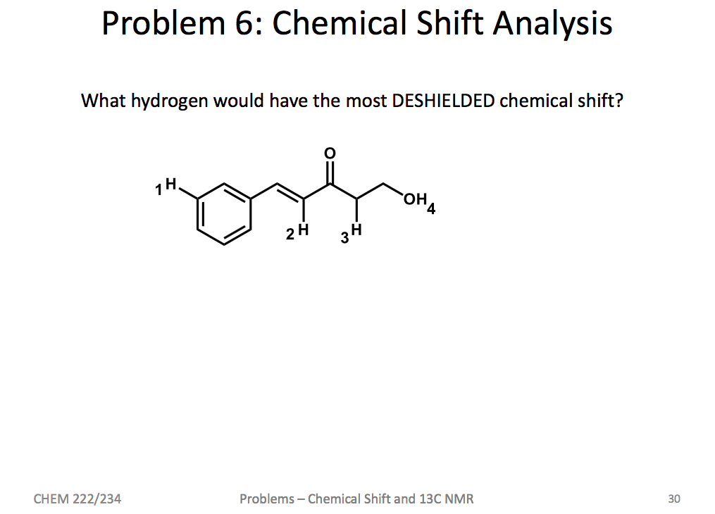 Solved What hydrogen would have the most DESHIELDED chemical | Chegg.com