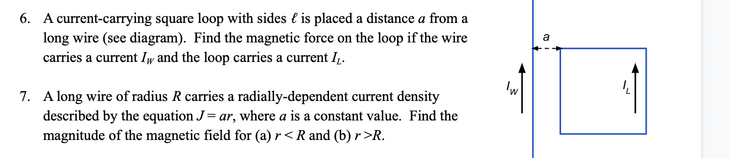 Solved 6. A current-carrying square loop with sides ℓ is | Chegg.com