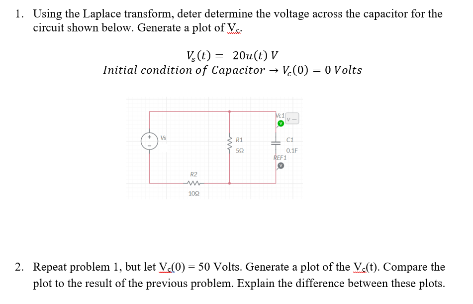 Solved 1. Using the Laplace transform, deter determine the | Chegg.com