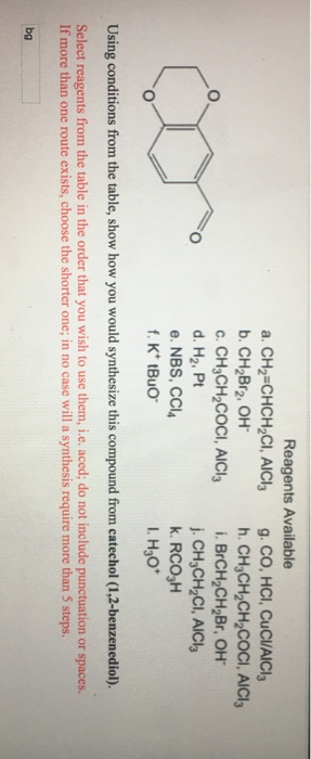 Solved Reagents Available a. CH2 CHCH2CI, AICl3 g. CO, HCI, | Chegg.com