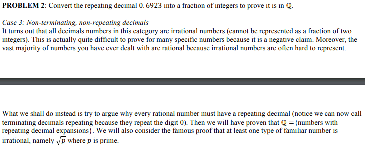 Solved Case 3: Non-terminating, non-repeating decimals It | Chegg.com