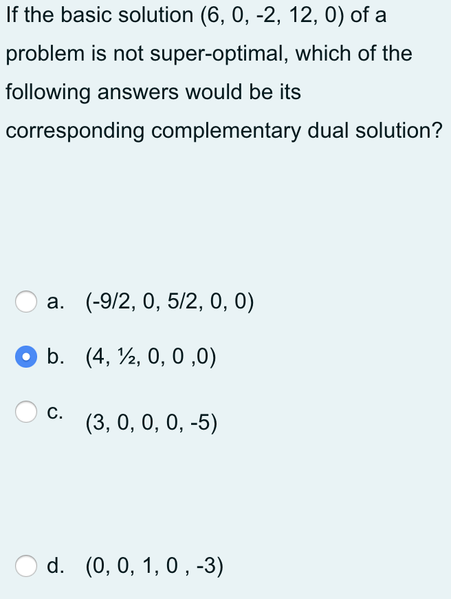 Solved In A Simplex Tableau While The Optimality Condition 9032