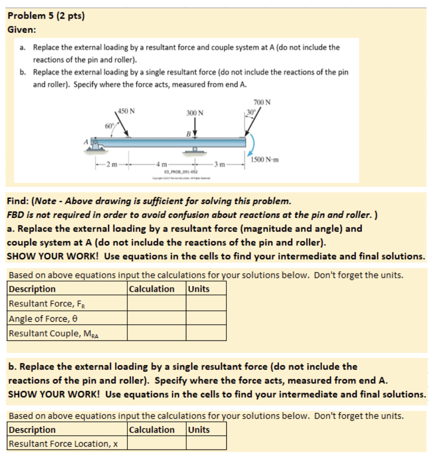 Solved Given A Replace The External Loading By A Resultant 