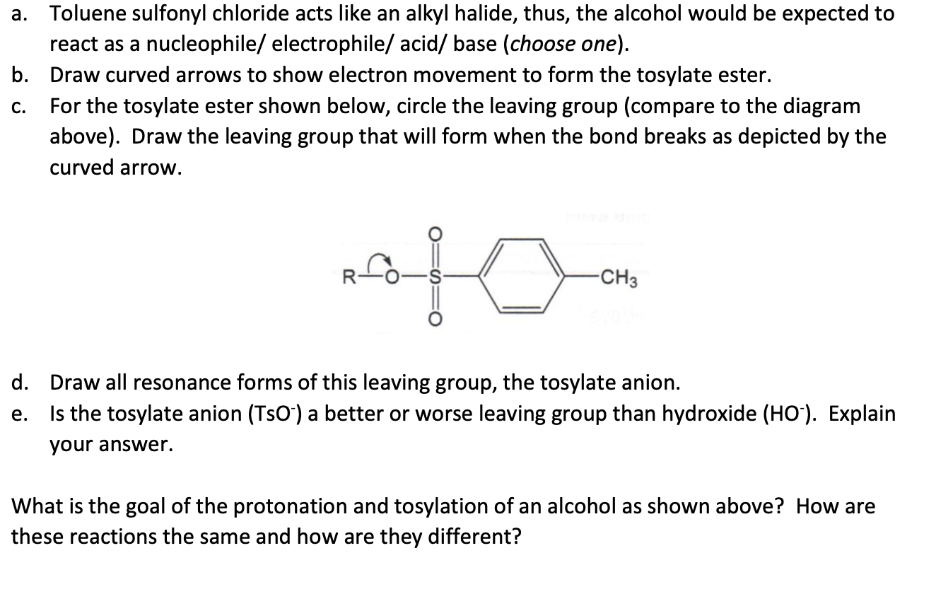 Solved Ts Tosylation RCH2OH + -CH3 RCH20-S -CH3 + HCI | Chegg.com