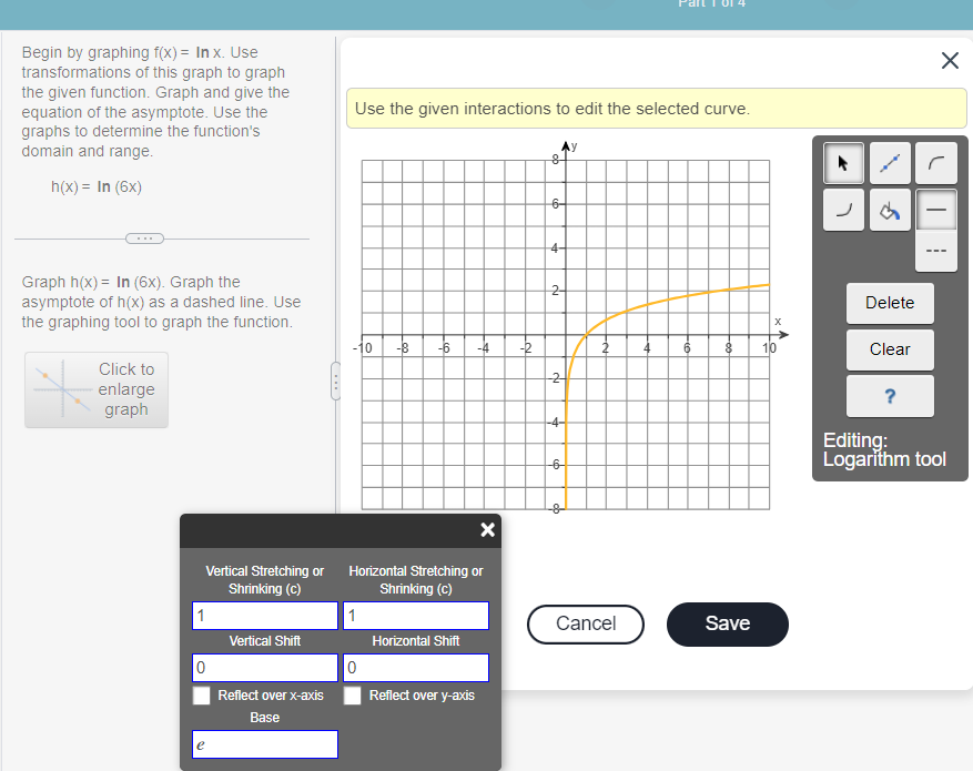 Solved Begin By Graphing F X Lnx Use Transformations Of