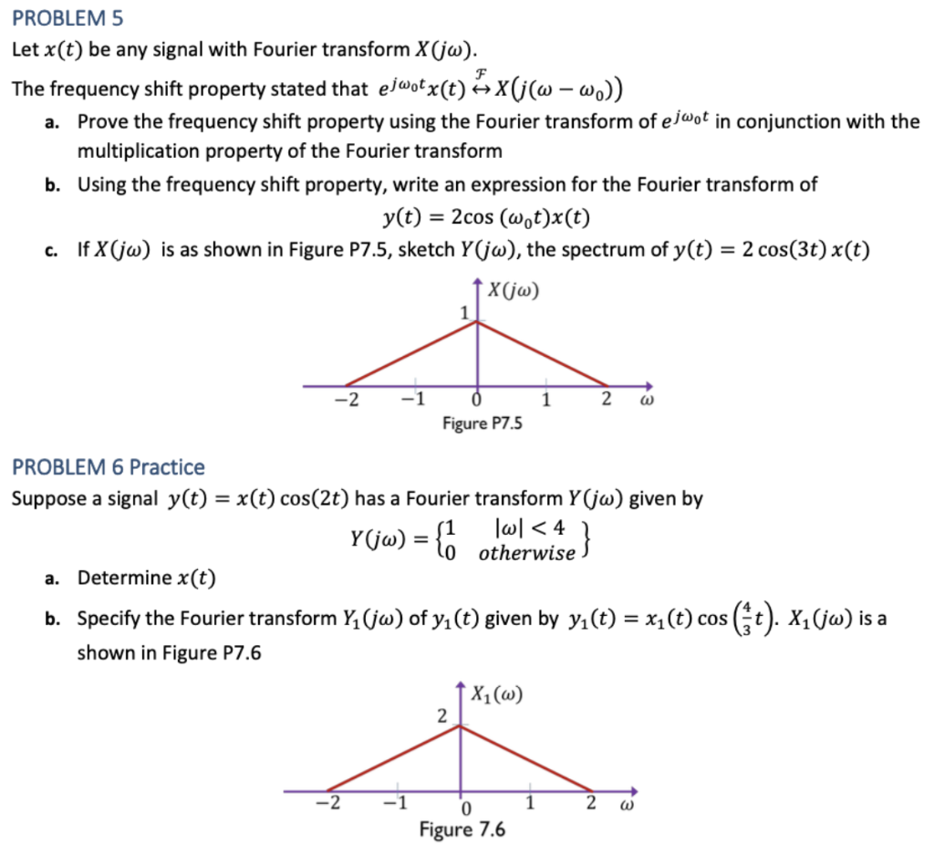 Solved a. PROBLEM 5 Let x(t) be any signal with Fourier | Chegg.com
