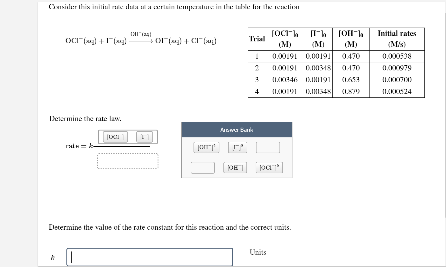 Solved Consider this initial rate data at a certain | Chegg.com