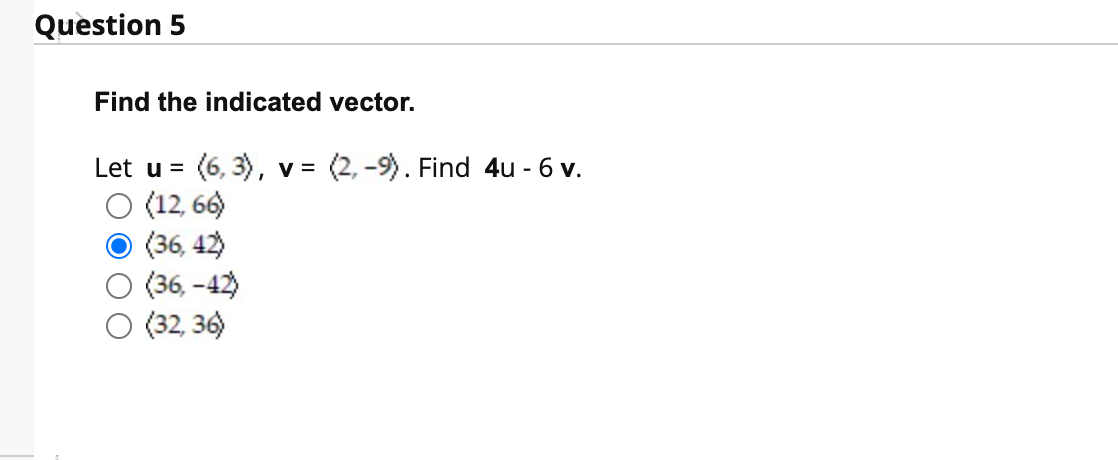 Solved Question 5 Find the indicated vector. - Let u = | Chegg.com