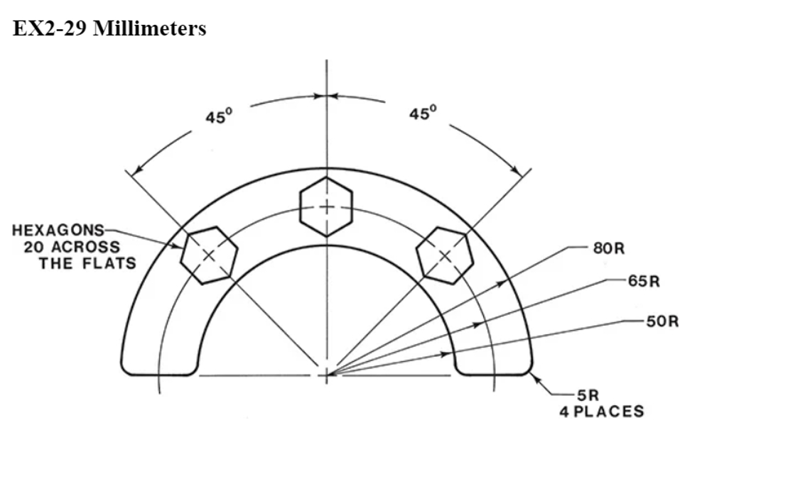 Solved EX2-29 ﻿Millimetersstep by step on autocad 2024 | Chegg.com