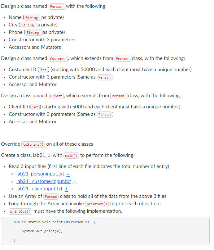 Solved Design a class named with the | Chegg.com