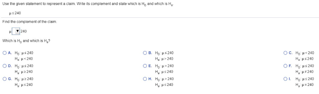 Solved Use the given statement to represent a claim. Write | Chegg.com
