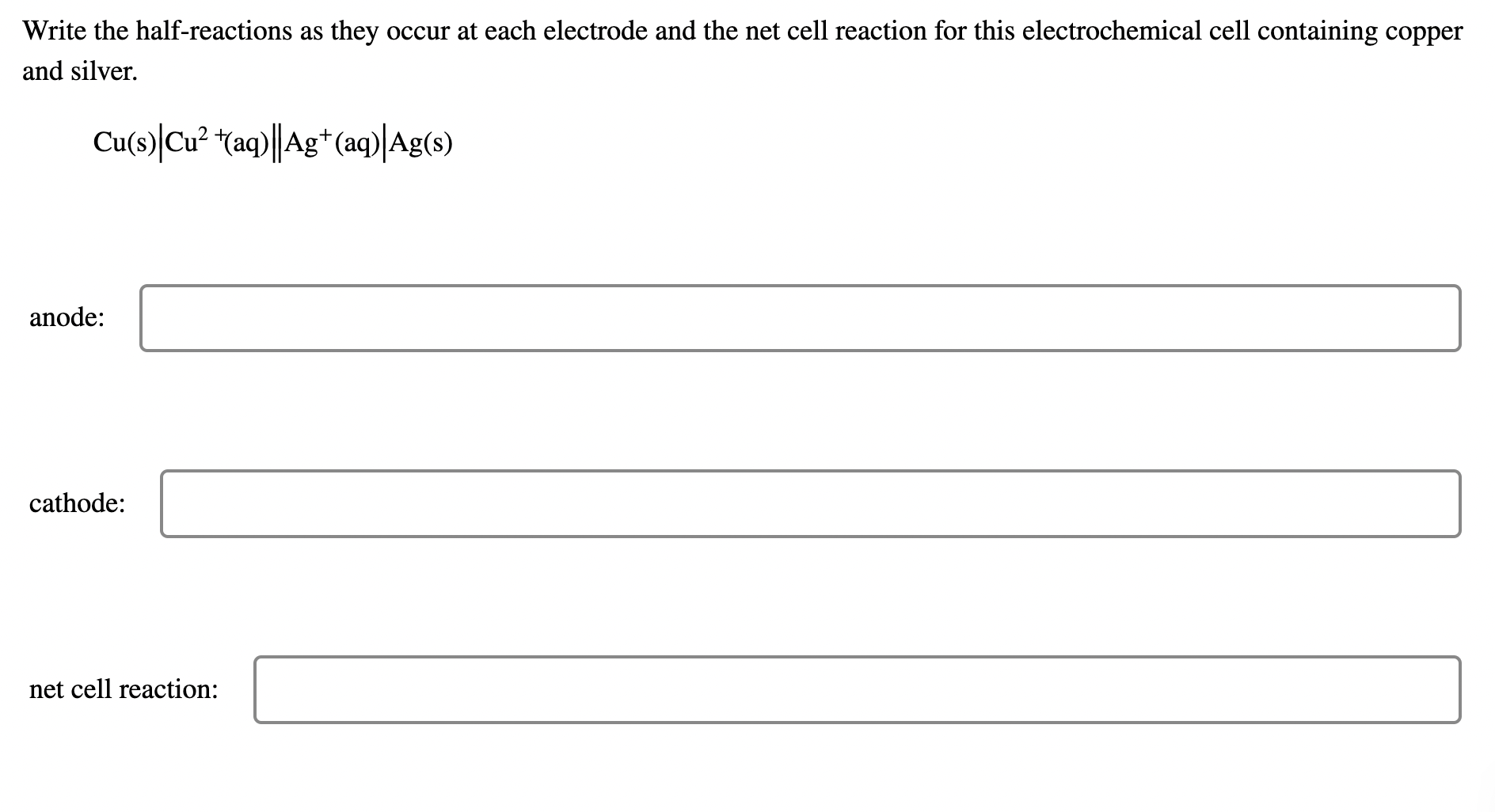 Solved Write the half-reactions as they occur at each | Chegg.com