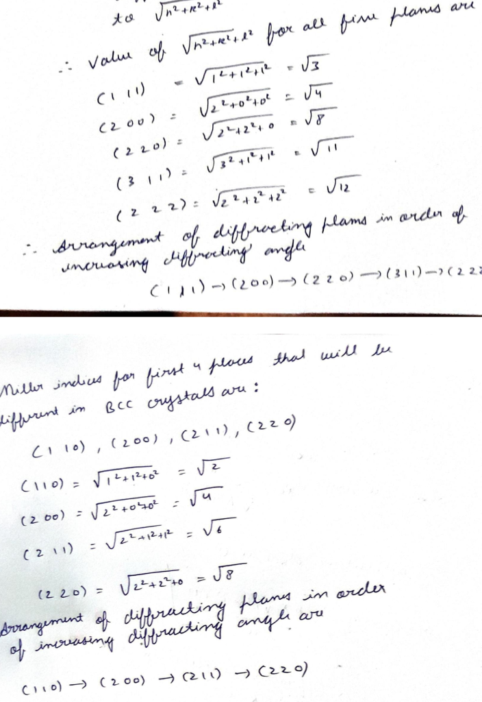 Solved 8 Assuming First Order Diffraction Determine An