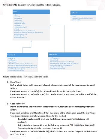 Given the UML diagram below implement the code in | Chegg.com