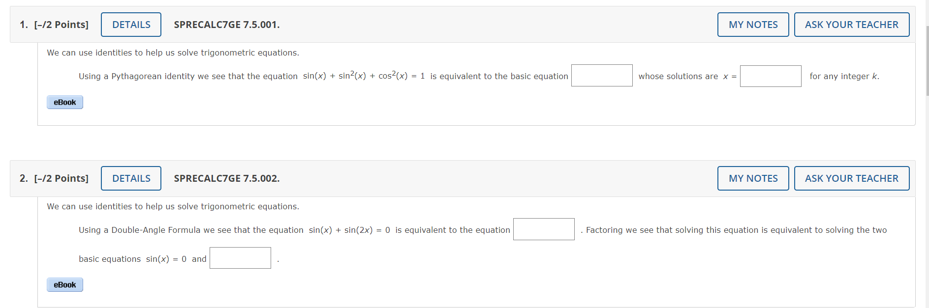 Solved We can use identities to help us solve trigonometric | Chegg.com