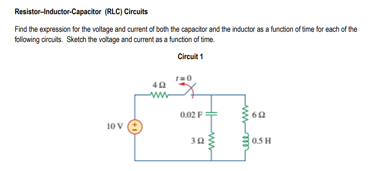 Solved Resistor-Inductor-Capacitor (RLC) Circuits Find the | Chegg.com