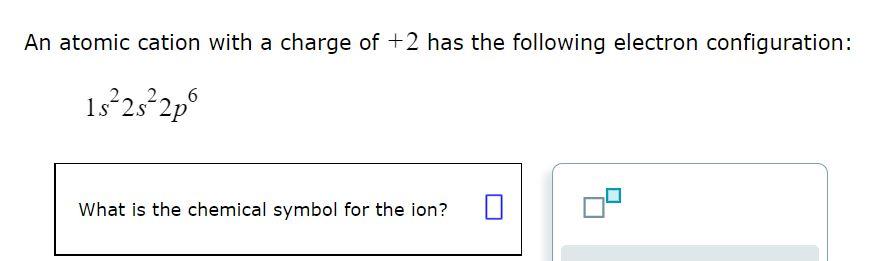 Solved An Atomic Cation With A Charge Of 2 Has The